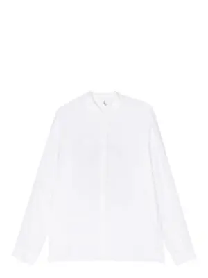 TRANSIT Ribbed-band Collar Linen Shirt