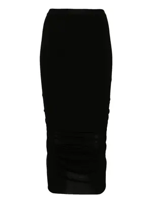 Rick Owens Ruched Midi Skirt - Black
