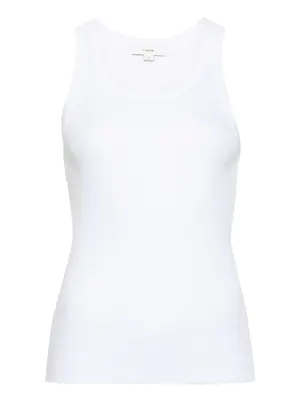 Vince Scoop-neck Ribbed Tank Top - White