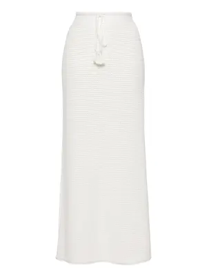 SELF-PORTRAIT Sequinned Pointelle-knit Maxi Skirt - White
