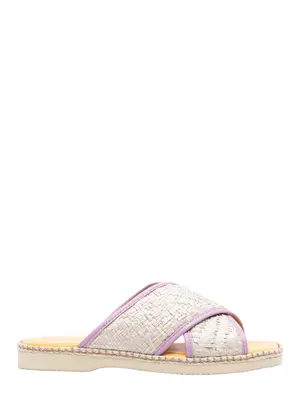 Hogan 660 Interwoven Raffia Slides - Purple