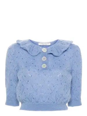 Alessandra Rich Crystal-embellished Cropped Top - Blue