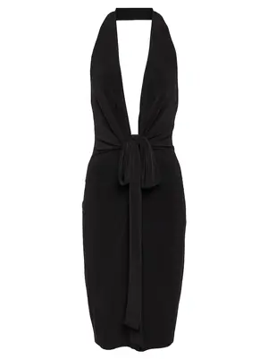 Norma Kamali Tie-detail Halterneck Minidress - Black