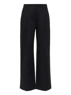 TOTEME Cotton Twill Wide-leg Trousers - Black