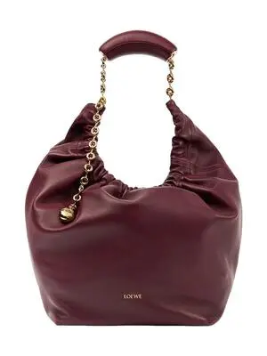 Loewe Squeeze Medium Leather Shoulder Bag - Burgundy
