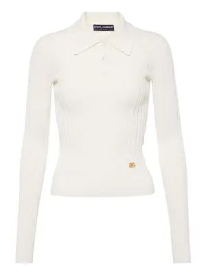 Dolce & Gabbana Long-sleeved Polo Shirt - White