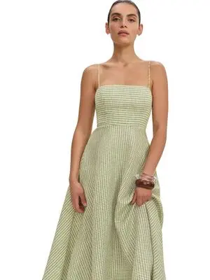REFORMATION Reformation Monette Linen Dress Avocado Check