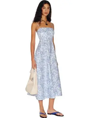 REFORMATION Monette Linen Dress - Blue