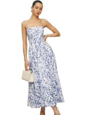 REFORMATION Reformation Monette Linen Dress Larkspur