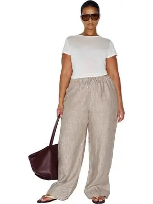 REFORMATION Olina Linen Pant Es - Brown