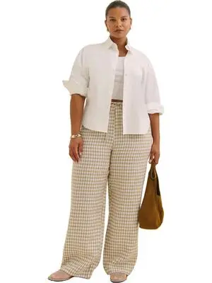 REFORMATION Olina Linen Pant ES Dunes Check