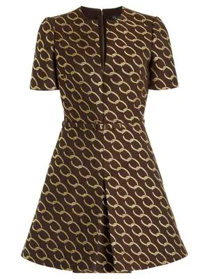 Oscar De La Renta Chain-printed Jacquard Mini Dress - Brown