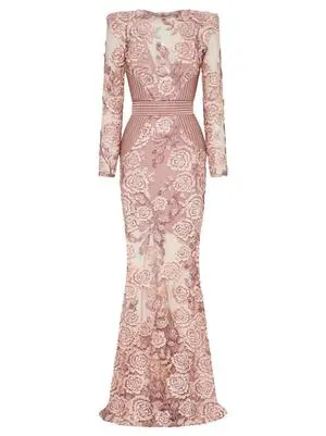 ZHIVAGO The Beginning Floral Lace Gown - Beige