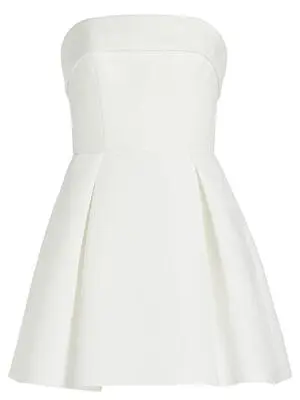 AMSALE Women's Box-Pleated Faille Minidress - Silk White