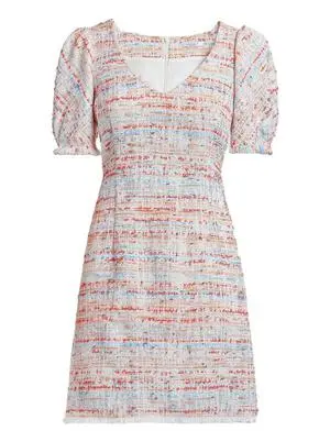 SANTORELLI Bianca Cotton-blend Tweed Short-sleeve Minidress