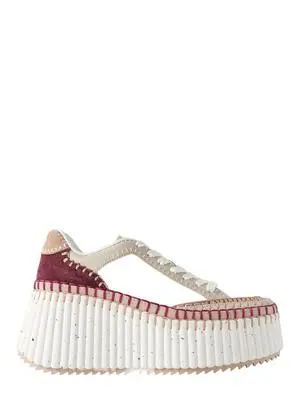 Chloé Nama Suede-trimmed Leather Platform Sneakers - Neutrals