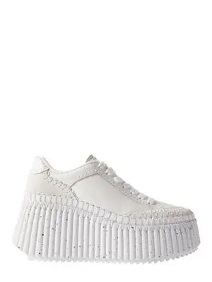 Chloé Nama Suede-trimmed Leather Platform Sneakers - White