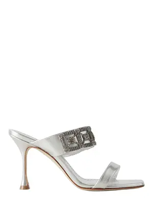 MANOLO BLAHNIK Manolo Blahnik Larapa 90 Crystal-Embellished Leather Sandals