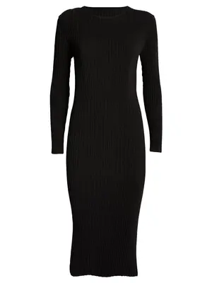 Issey Miyake Hatching Pleats Midi Dress - Black