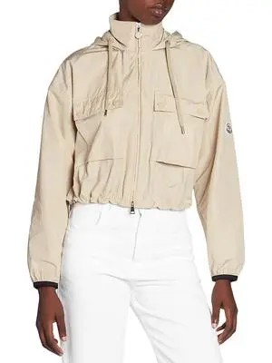 Moncler Leda Hooded Cropped Parka - Beige