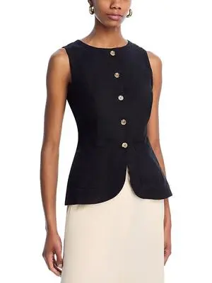 FORE Button-front Vest - Black