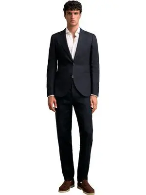 REISS Kin Slim-fit Linen Trousers - Navy