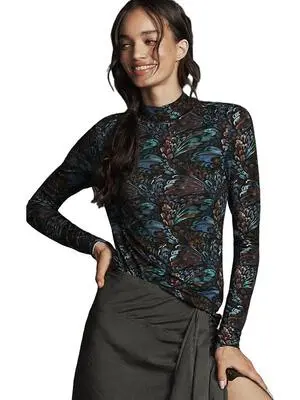 Scotch & Soda Long-Sleeve Printed Top Pheasant