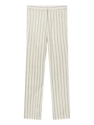 Stella McCartney Striped Mid-rise Straight-leg Trousers - Cream With Black Pinstripe