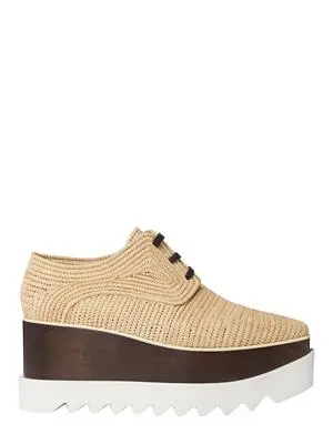 Stella McCartney Elyse Raffia Platform Shoes - Light Straw Beige