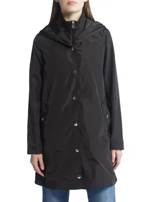 Via Spiga Via Spiga Water Resistant Packable Rain Jacket Black