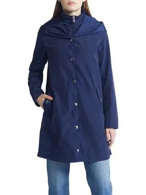 Via Spiga Via Spiga Water Resistant Packable Rain Jacket Navy