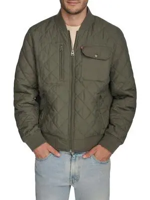 LEVI'S Quilted Nylon Bomber Jacket - Sage Green