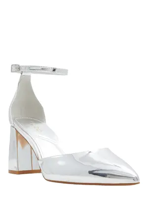 Aldo ALDO Jan Ankle Strap Pointed Toe Pumps Silver