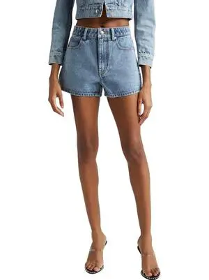 Alexander Wang Shorty Hotfix Denim Shorts - Vintage Light Indigo