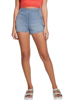 Guess Janea High Waisted Denim Shorts - Blue