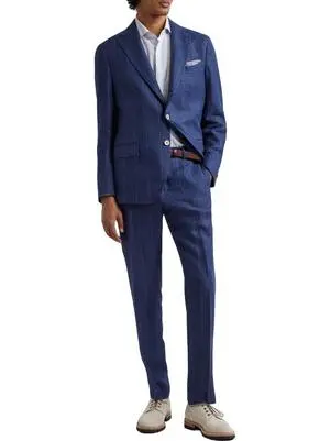 ELEVENTY Pinstripe Linen Blend Suit