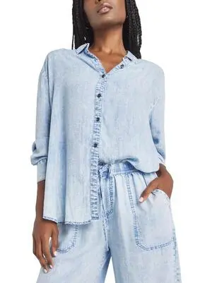 SPLENDID Bleached Denim Button-Up Shirt