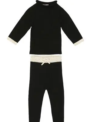 MANIÈRE Knit Top And Pants Set Black/white