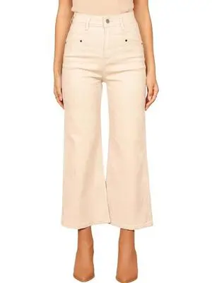 PETAL & PUP Petal & Pup Georgette High Waist Bootcut Pants Beige