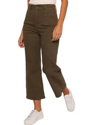 PETAL & PUP Petal & Pup Georgette High Waist Bootcut Pants Olive