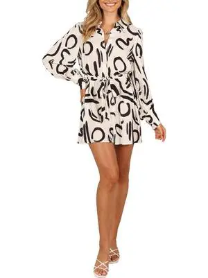 PETAL & PUP Petal & Pup Cosmo Belted Linen Blend Mini Shirtdress