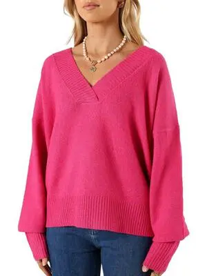 PETAL & PUP Palmer V-neck Sweater - Pink