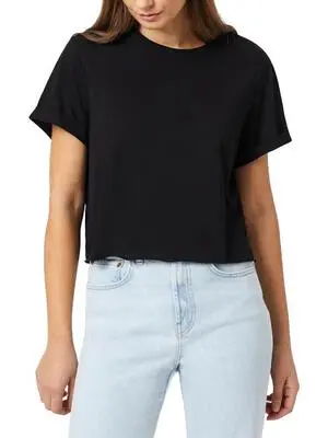 MAVI Raw Hem Crop T-shirt - Black