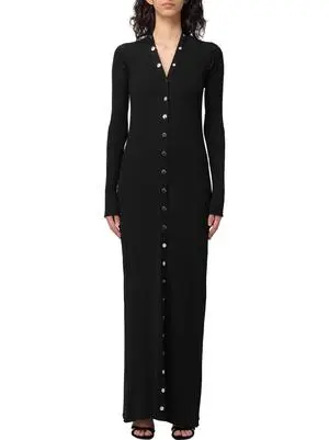Attico Ribbed Button-detailed Maxi Dress - Black