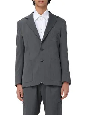 Palm Angels Tailored Jacket With Embroidered Logo - Grey