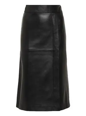JOSEPH Sèvres Leather Midi Skirt - Black
