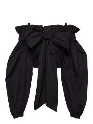 PATOU Bow-detail Ruffled Crop Top - Black