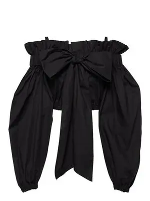 PATOU Bow-detail Ruffled Cotton Crop Top - Black