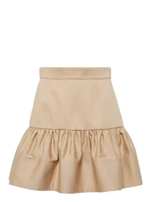 Patou Ruffled Cotton Gabardine Miniskirt - Beige