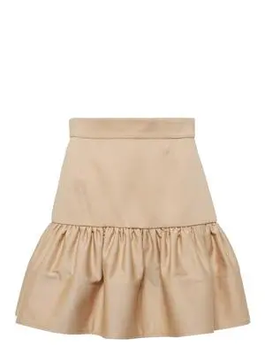 PATOU Ruffled Cotton Gabardine Miniskirt - Beige